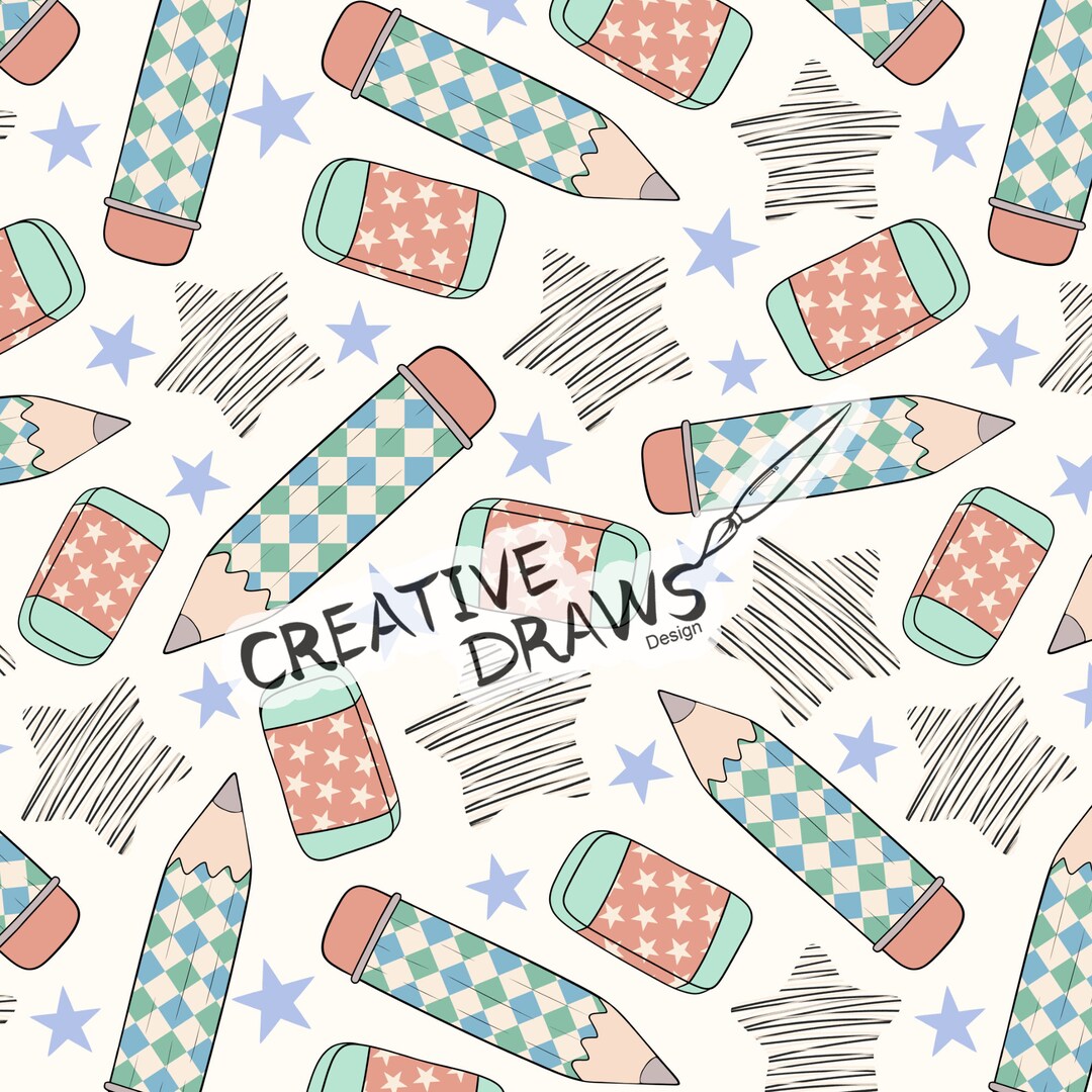 Pencil Seamless Pattern, Back to School Repeat Digital Paper Pattern ...