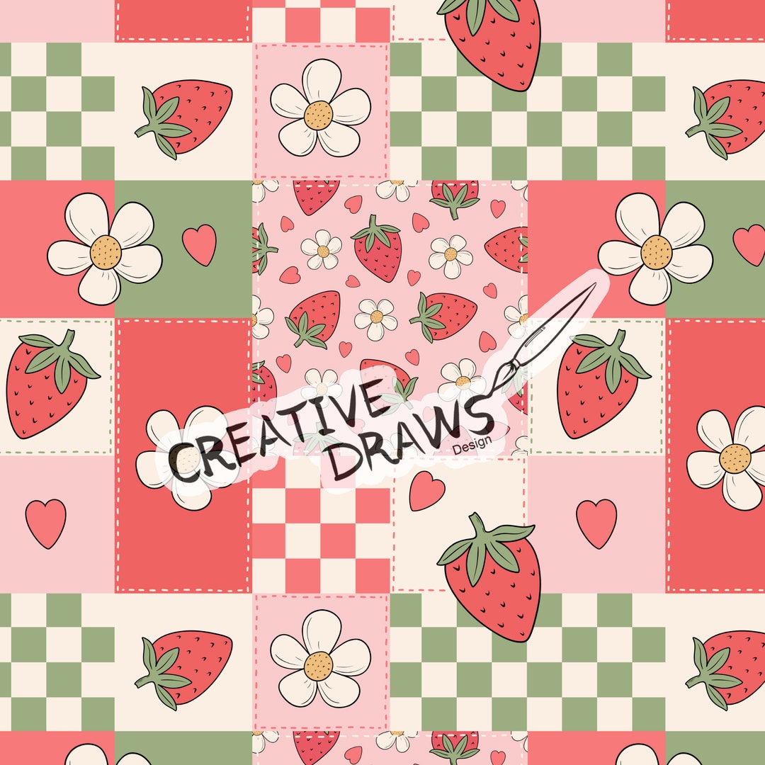 Strawberry Patchwork Seamless Pattern, Seamless File Digital Download - Etsy