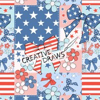 Patriotic Seamless Pattern | Boho Flowers, Peace Signs (digital ...