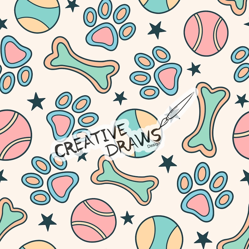 Dog Paws and Bones Seamless Pattern, Seamless File Digital Download - Etsy