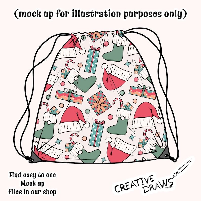 Christmas Hat and Stocking Seamless Pattern, Repeat Digital Paper ...