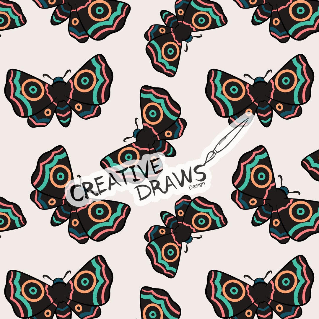 Moth Seamless Pattern, Repeat Digital Paper Pattern for Personal and ...