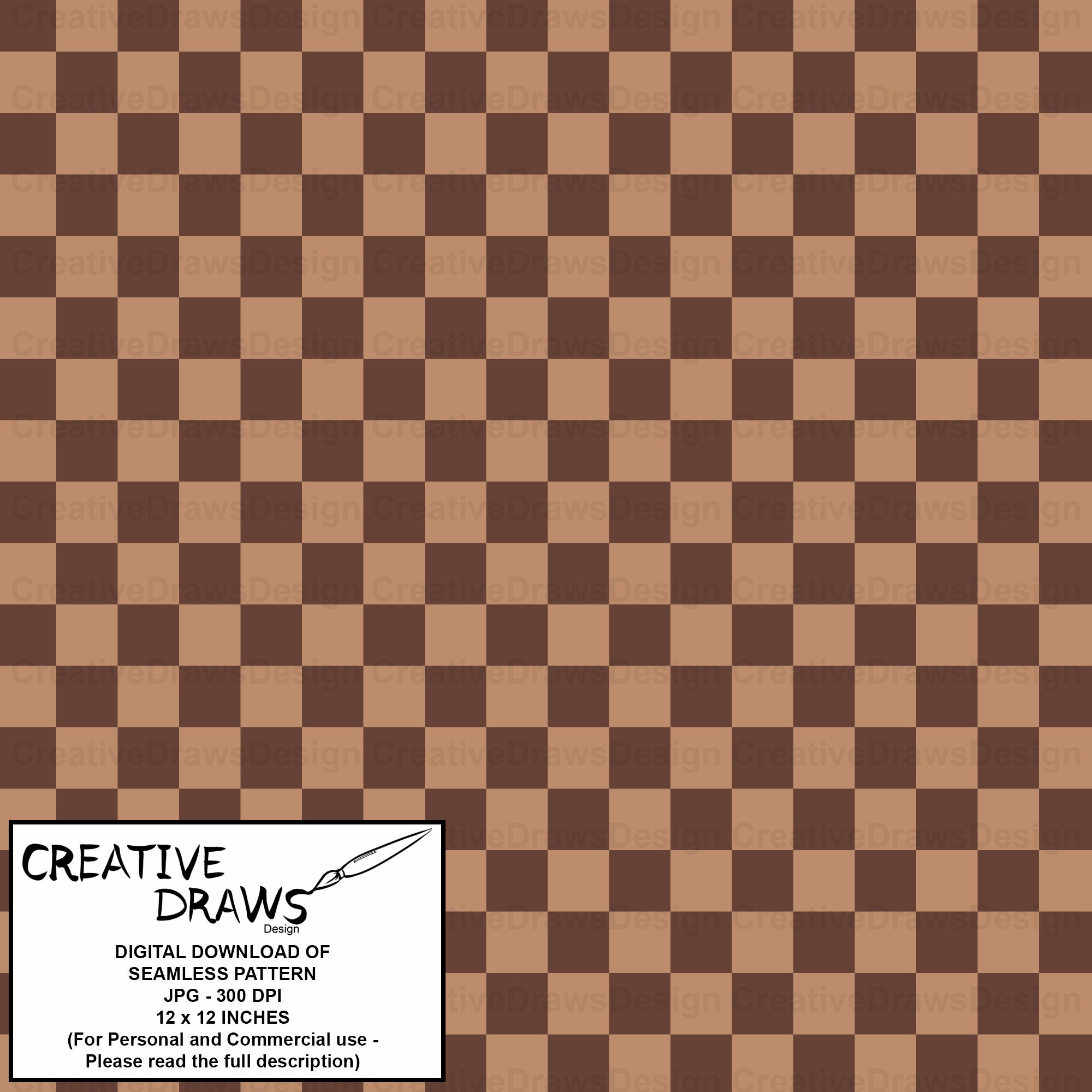 Boho Brown Checker Seamless Pattern, Repeat Digital Paper Pattern for ...
