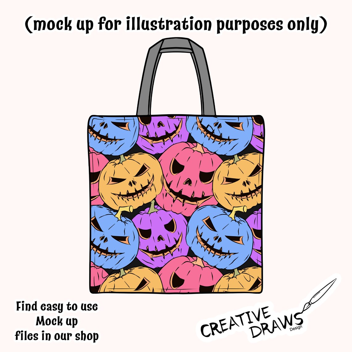 Pastel Halloween Spooky Pumpkins Digital Seamless Pattern, Repeat ...