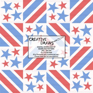Checker Stars and Stripes Seamless Pattern, Fourth of July Seamless ...