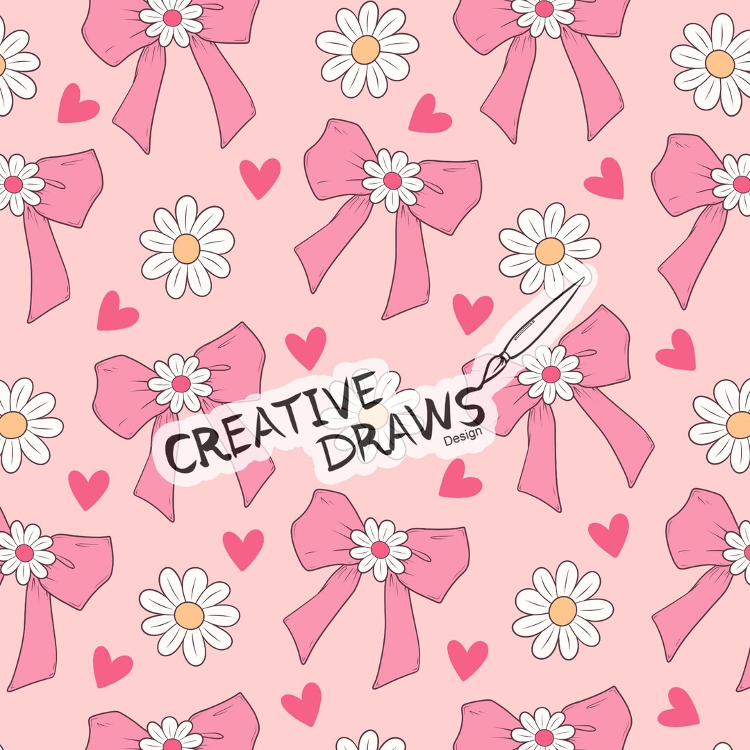 Floral Bow Seamless Pattern for Personal and Commercial Use, Pink ...