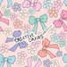 Floral Bow Seamless Pattern, Pastel Coquette Repeat Digital Paper ...