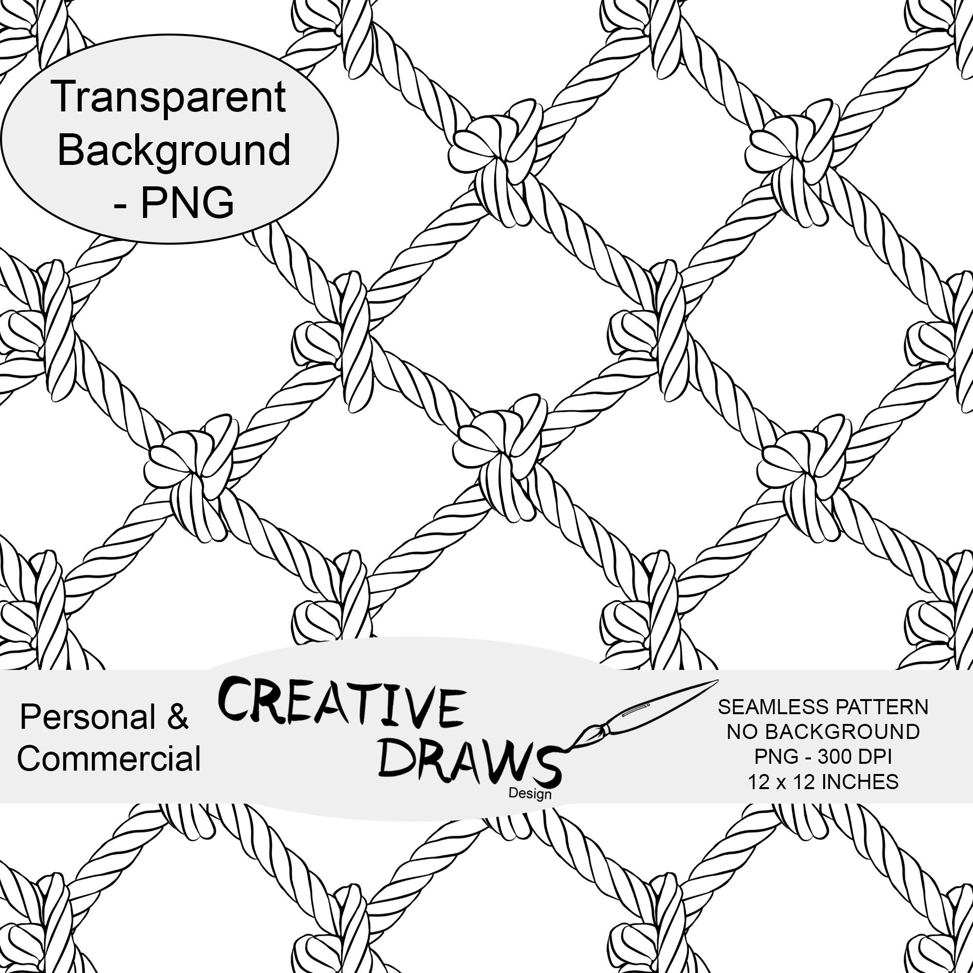 Rope Netting Seamless Pattern Line Art With Transparent Background ...