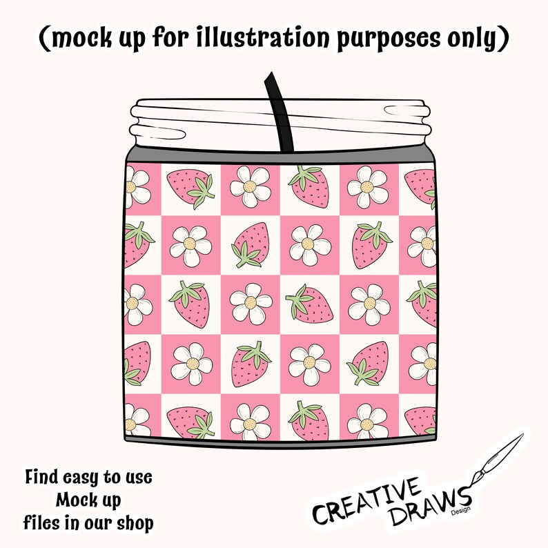 Pink Strawberry Checker Seamless Pattern, Repeat Digital Paper Pattern for Personal and ...