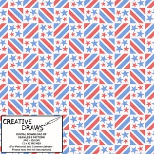 Checker Stars and Stripes Seamless Pattern, Fourth of July Seamless ...