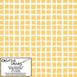 Yellow Seamless Grid Pattern, Repeat Digital Paper Pattern for Personal ...