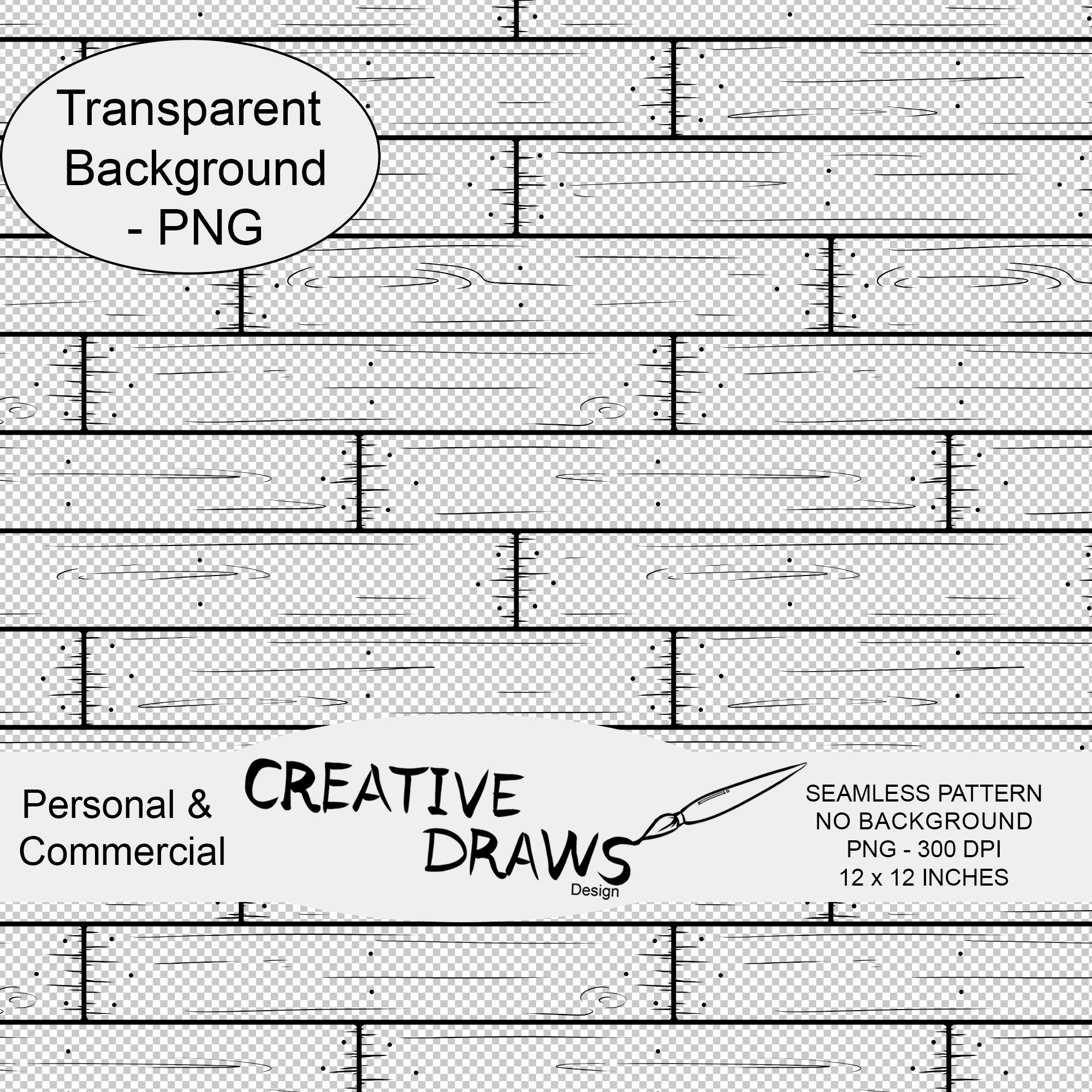 Wooden Plank Wall Seamless Pattern Line Art With Transparent Background ...