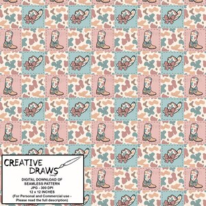 Western Cow Print Patchwork Seamless Pattern, Seamless File Digital ...
