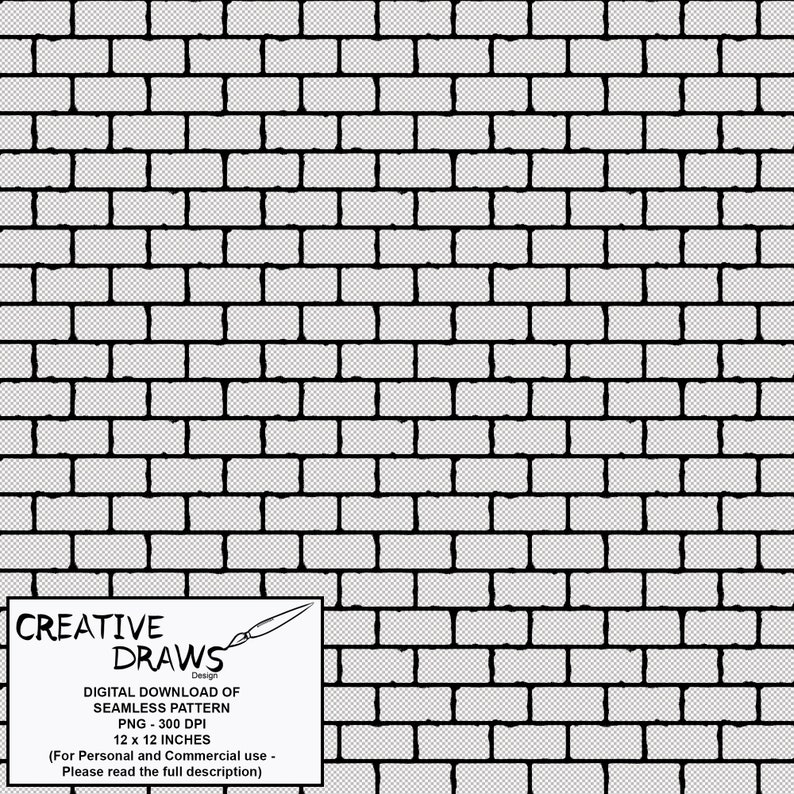 Brick Wall Seamless Pattern Line Art With Transparent Background ...