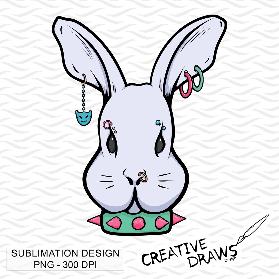 Punk Bunny With Piercings PNG Sublimation, Digital Download - Etsy
