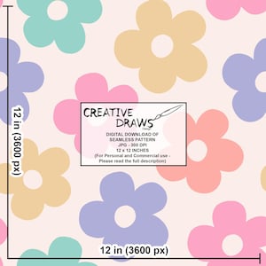 Fun Pastel Seamless Pattern Set, Flower Digital Download - Etsy