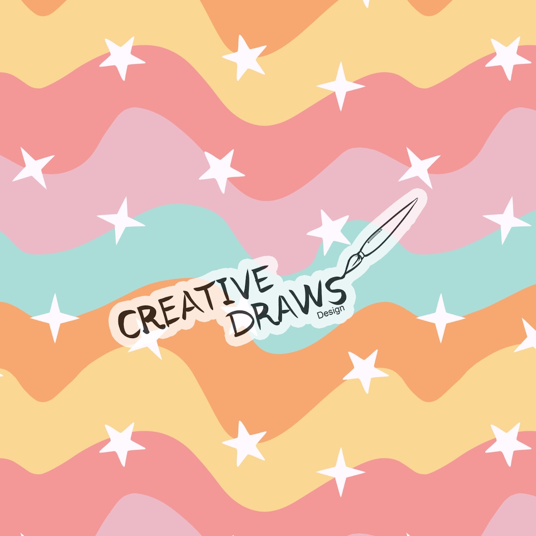 Retro Groovy Waves & Stars Seamless Pattern, Digital Download - Etsy