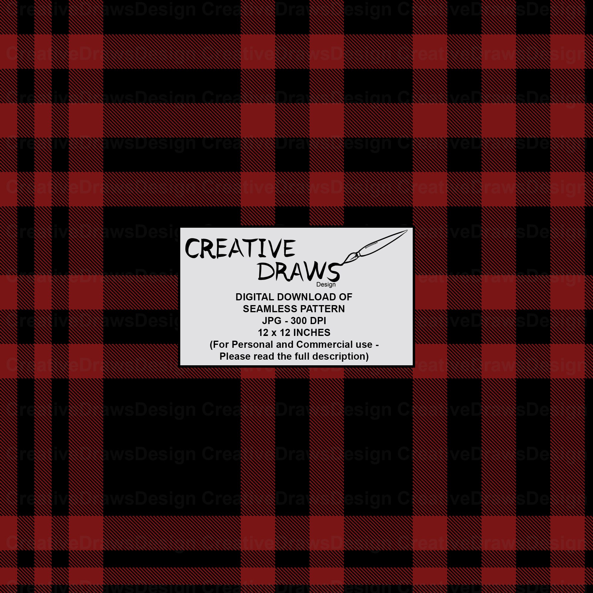 Red and Black Plaid Seamless Pattern, Digital Repeat Pattern for ...