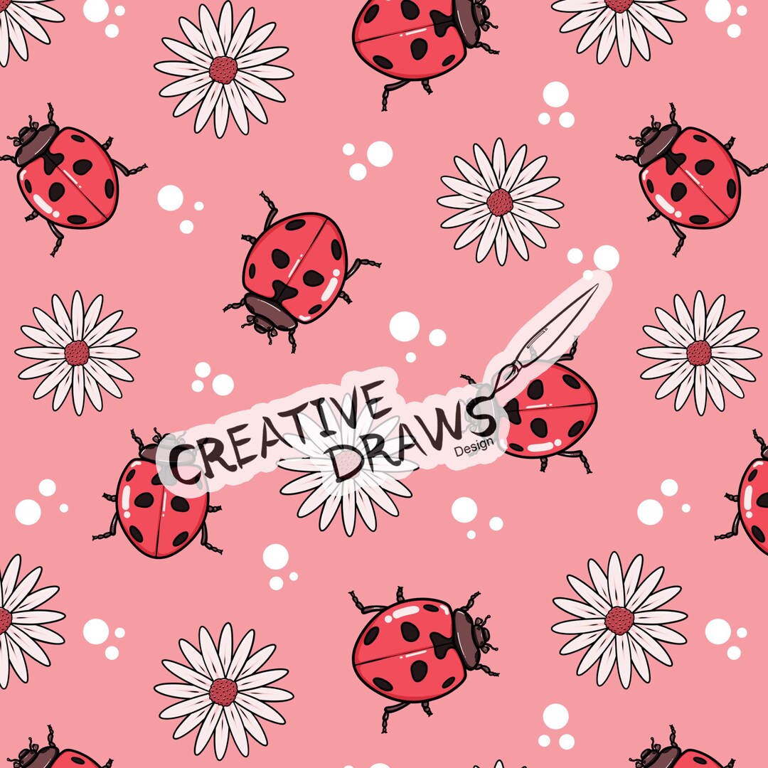 Ladybug Daisy Seamless Pattern, Digital Repeat Pattern for Personal and ...