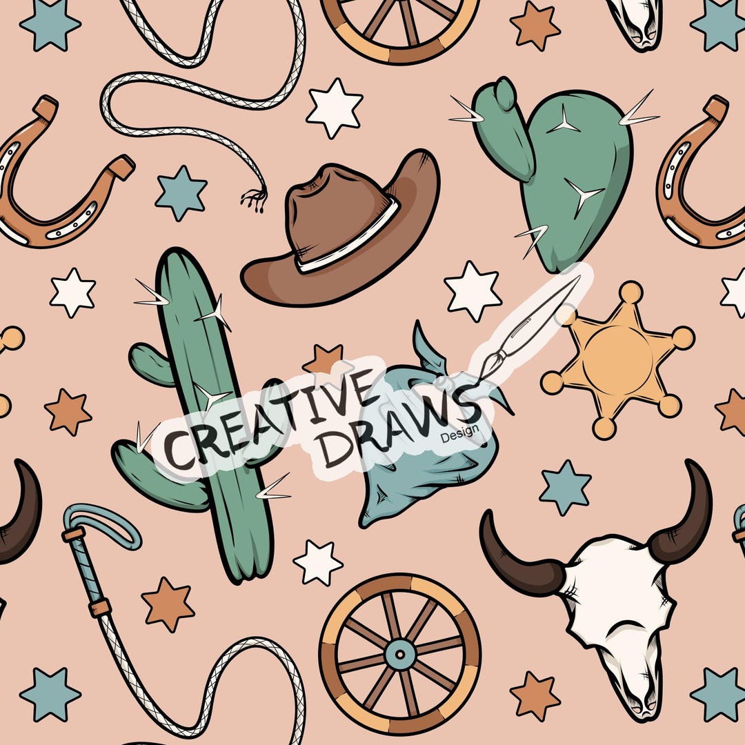 Wild West Seamless Pattern, Western Digital Repeat Pattern for Personal ...