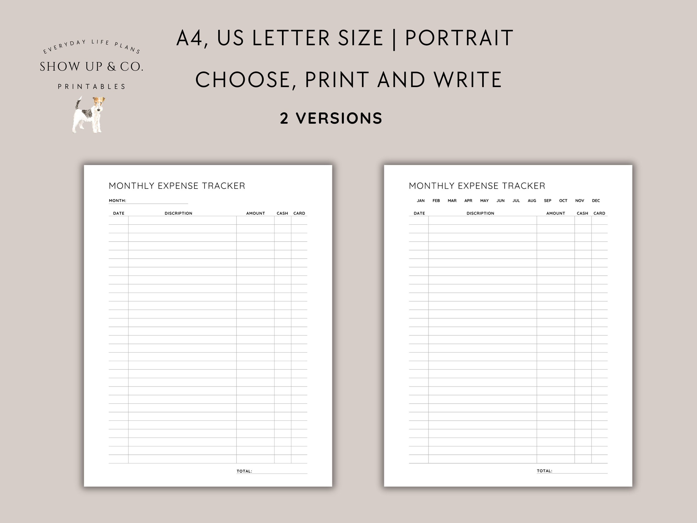 Monthly Expenses Tracker Printable, Simple, Spending Log, Purchase ...