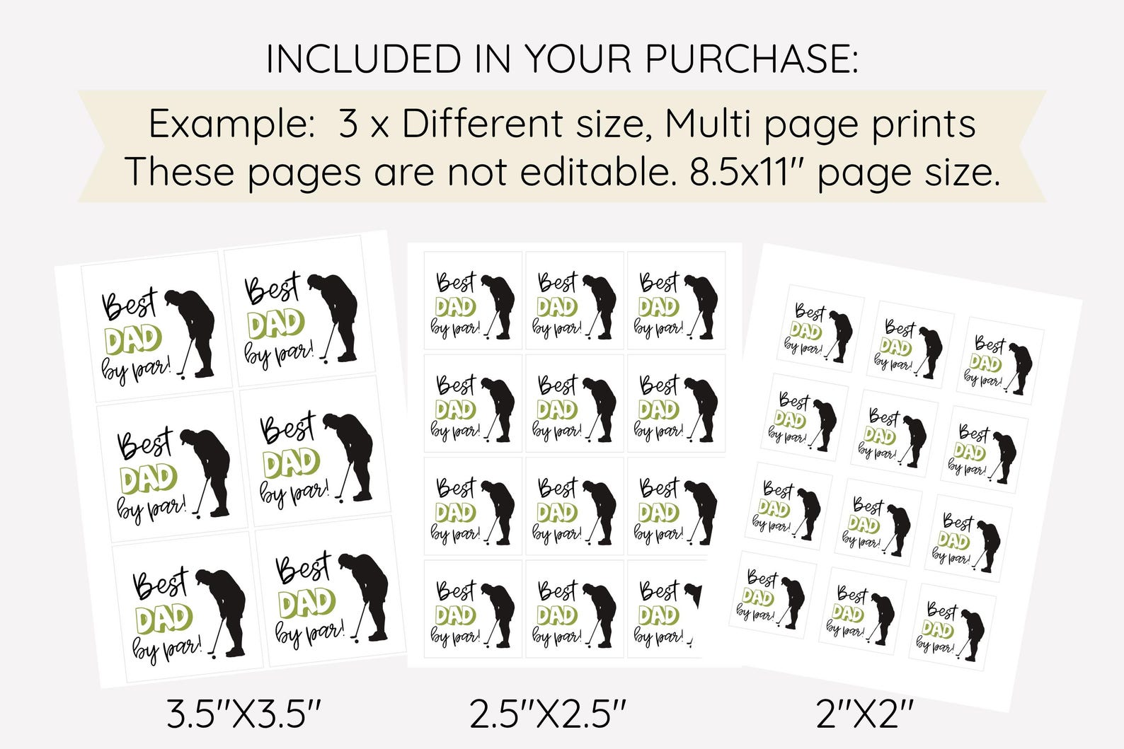 Fathers Day Golf Gift Tag, Printable Best Dad by Par, Favor Tag, Sports ...