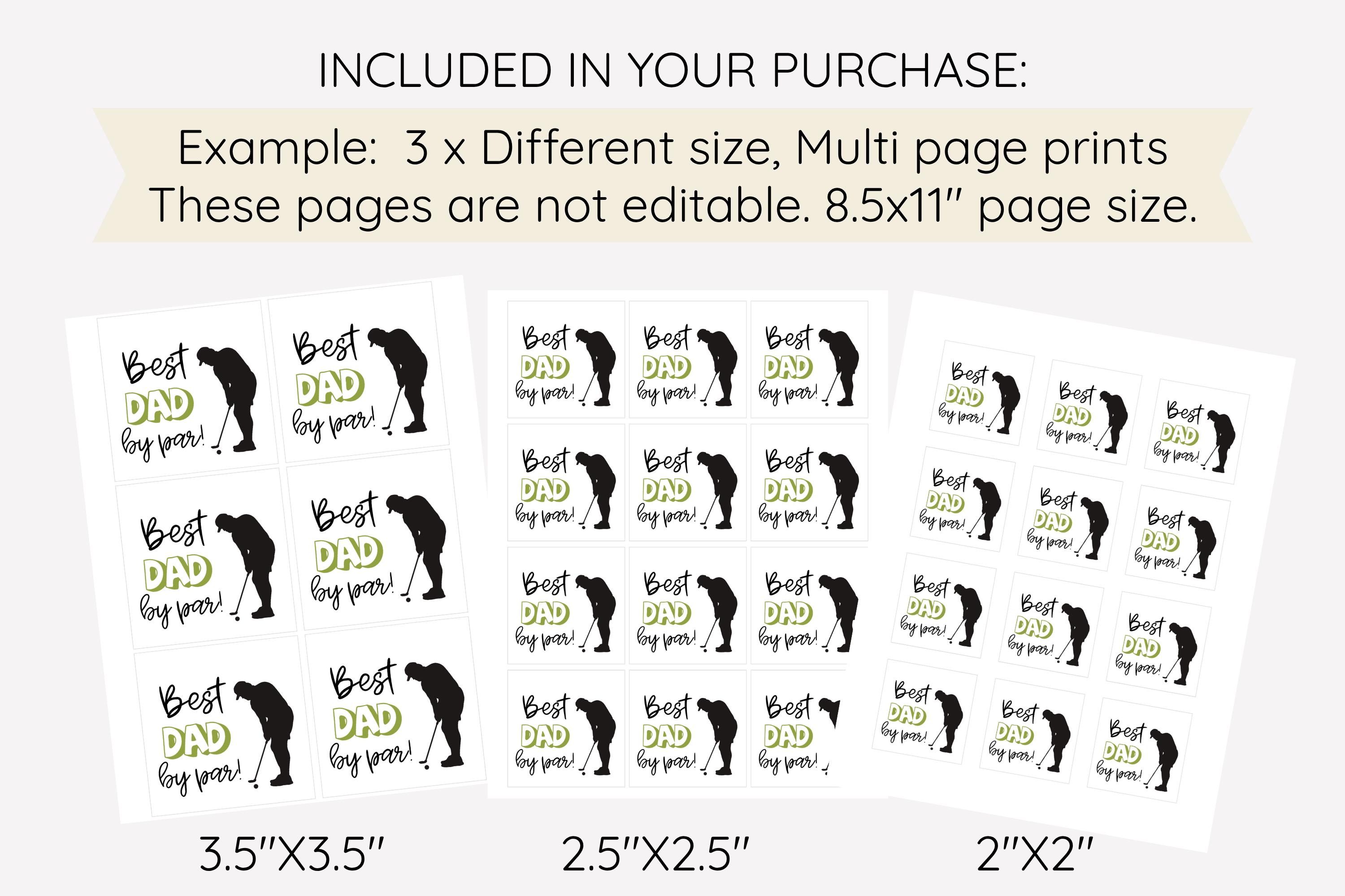 Fathers Day Golf Gift Tag, Printable Best Dad by Par, Favor Tag, Sports ...