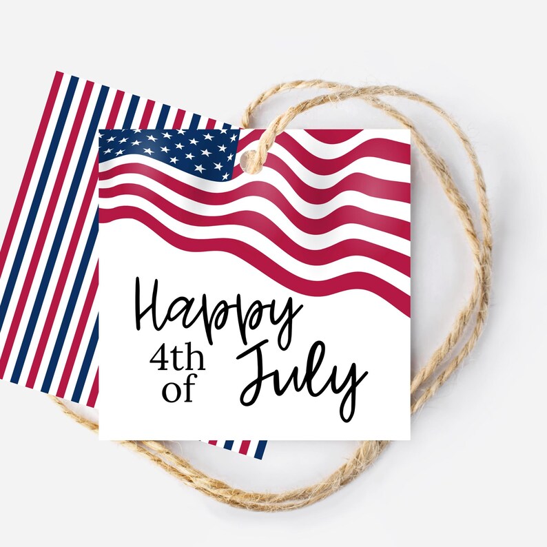 Happy 4th of July Tag Printable Fourth of July Gift Tag, Red White and ...