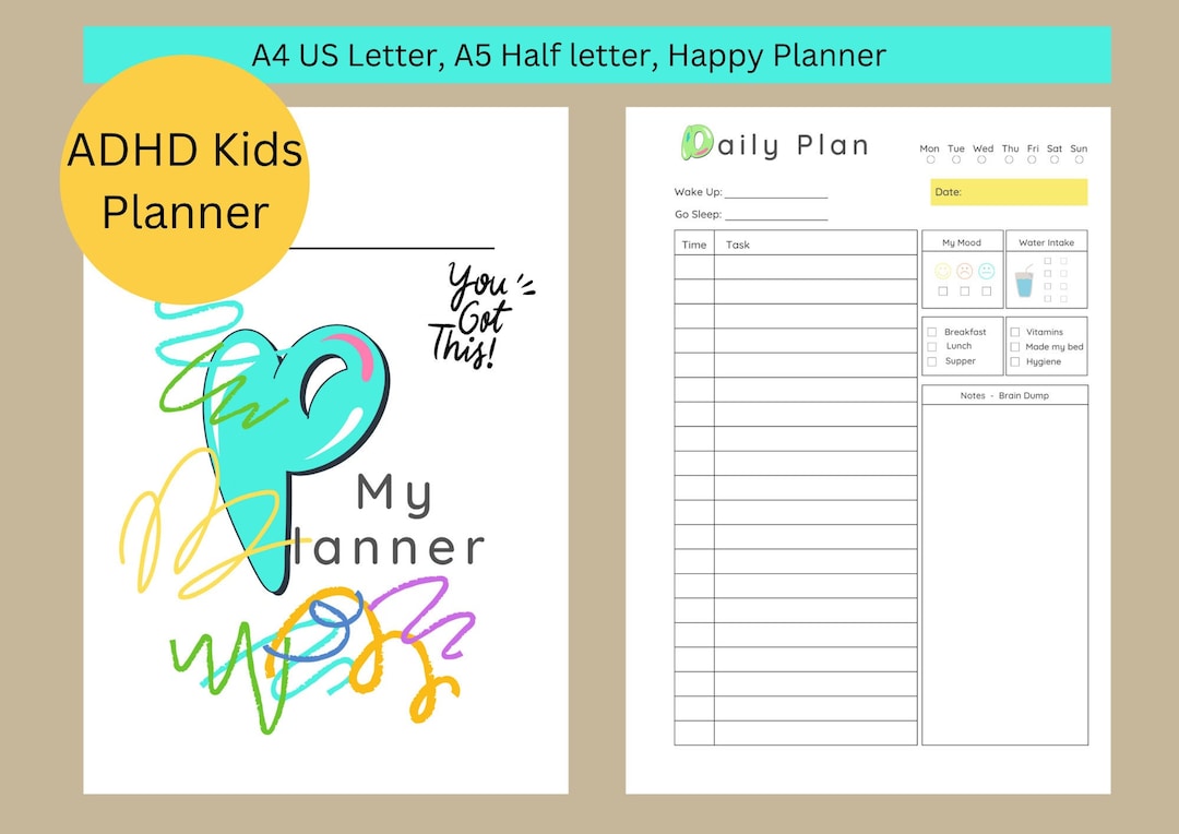 ADHD Planner for Kids, Planner for Kids, Kids School Planner, ADHD ...