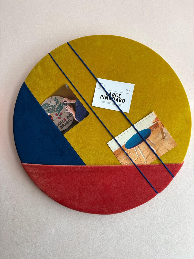 Handmade 50cm Round Cork Pinboard, Upholstered by Hand in Linwood ...