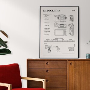 Cinema Cameras Poster Bmpocket 4K Minimal Illustration - Etsy