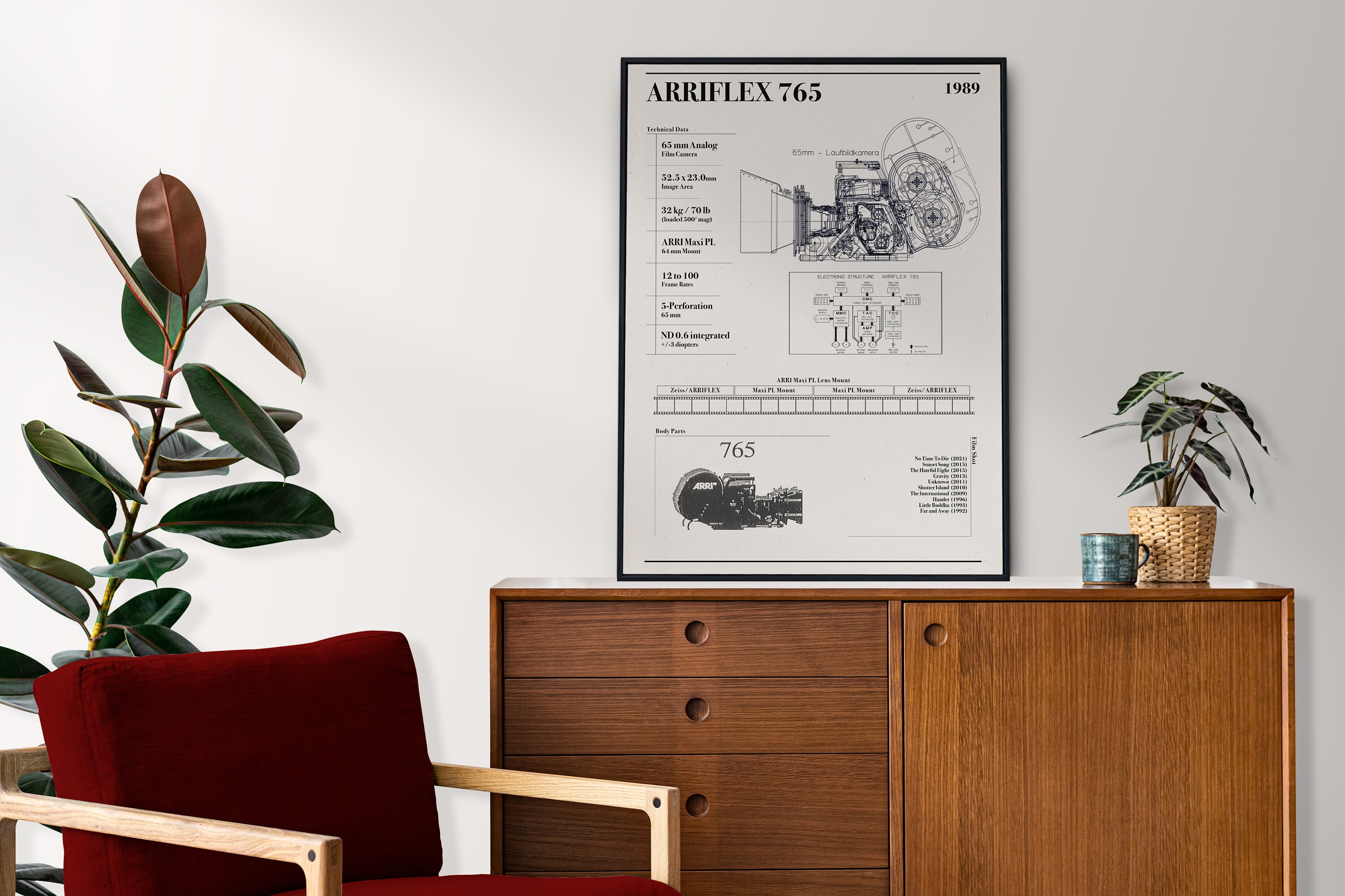 Poster Cinema Cameras, ARRIFLEX 765, Minimal Illustration, (a4/a3/a2 ...