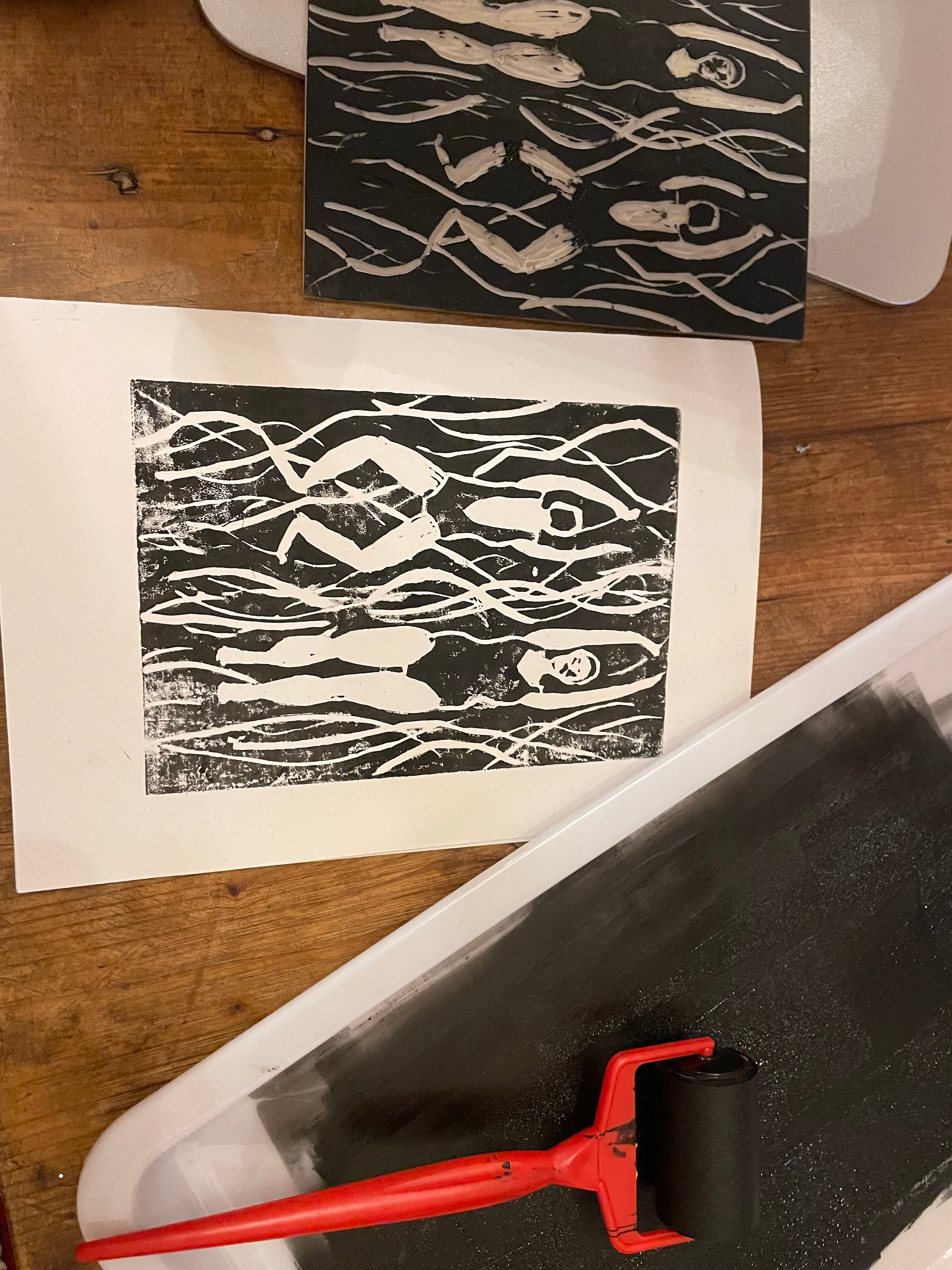 Wild Swimming Original Signed Print Hand Cut Hand Printed - Etsy