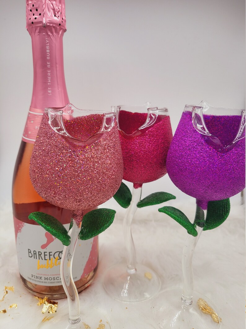 Custom Rose Wine Glasses Etsy