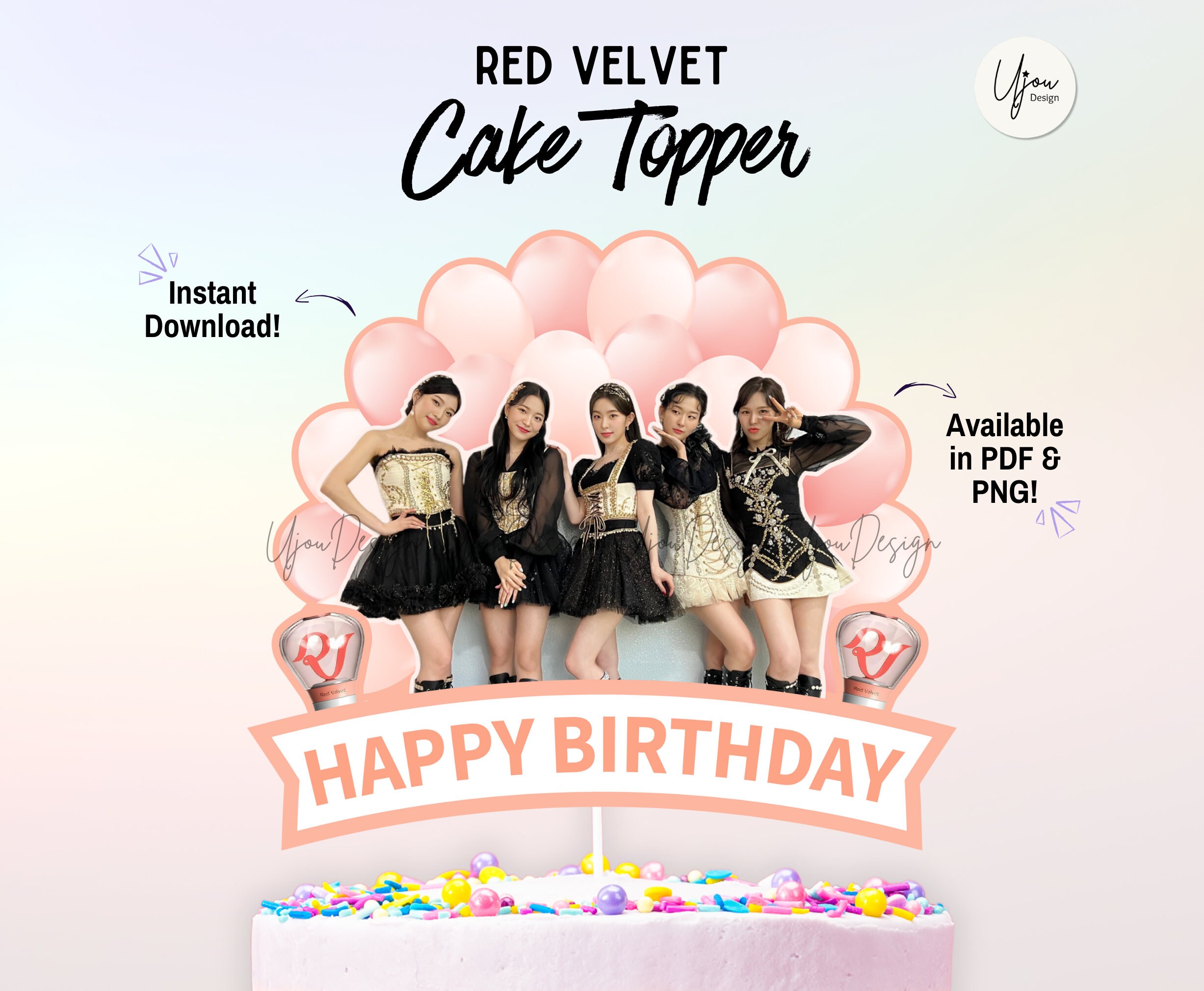 RED VELVET Cake Topper, Printable Red Velvet Centerpiece, Red Velvet ...