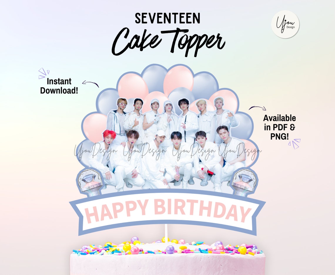 Seventeen Kpop Cake Topper, Birthday Party Decor (PDF & PNG) - Etsy