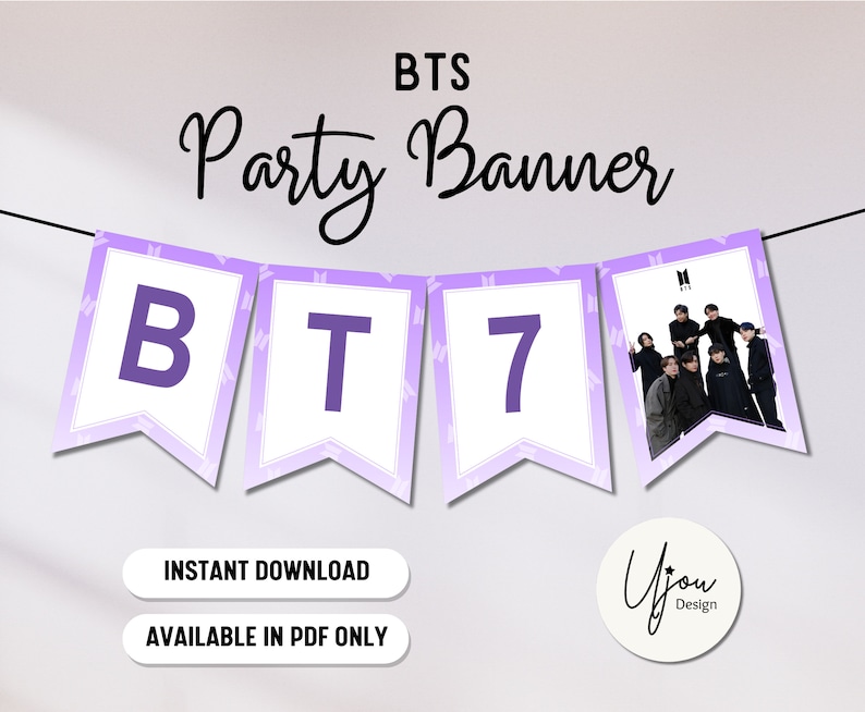 Pancarta de cumpleaños de BTS, guirnalda imprimible para fiestas (PDF ...