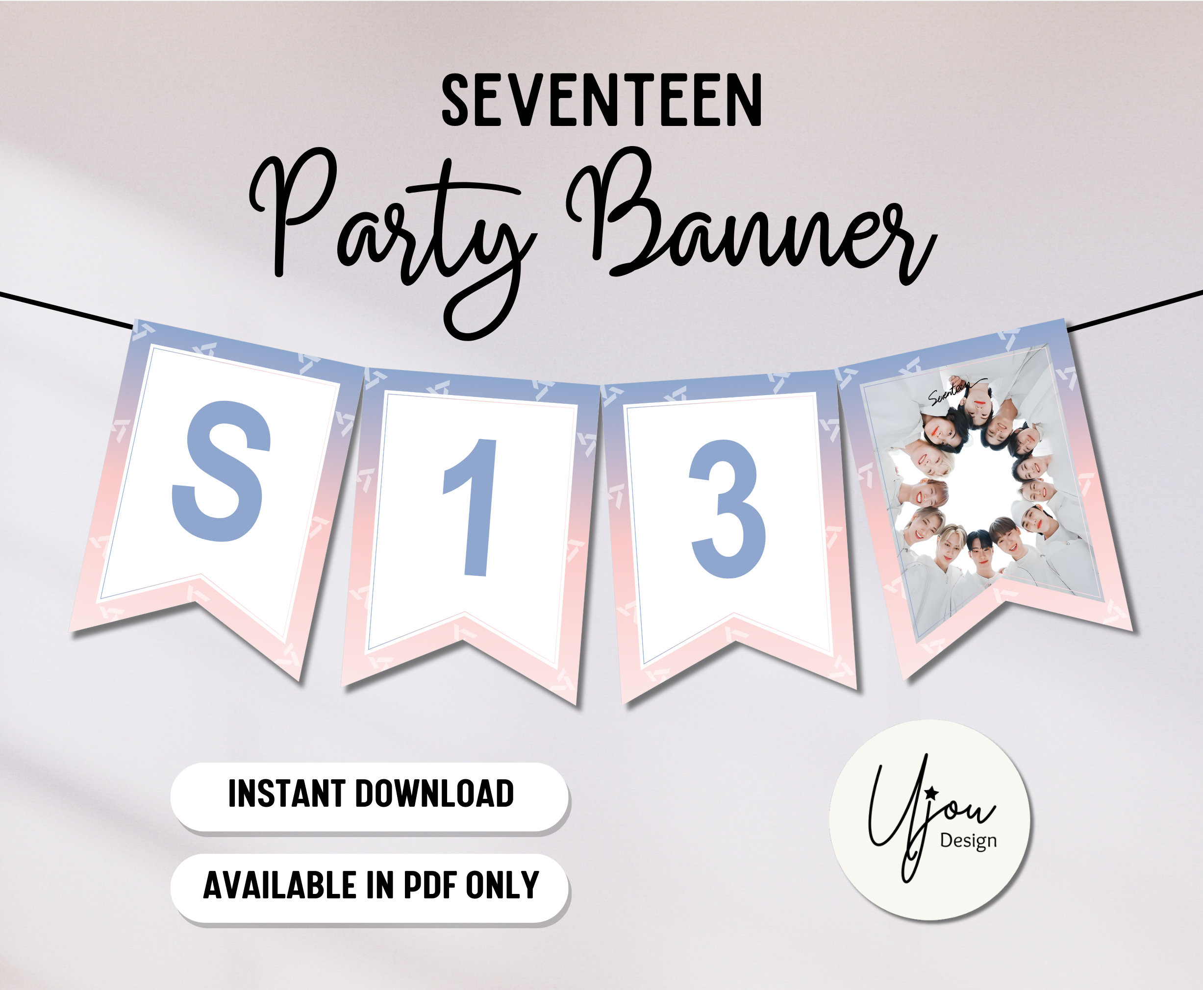 SEVENTEEN Printable Party Banner, Seventeen Birthday Banner, Seventeen ...