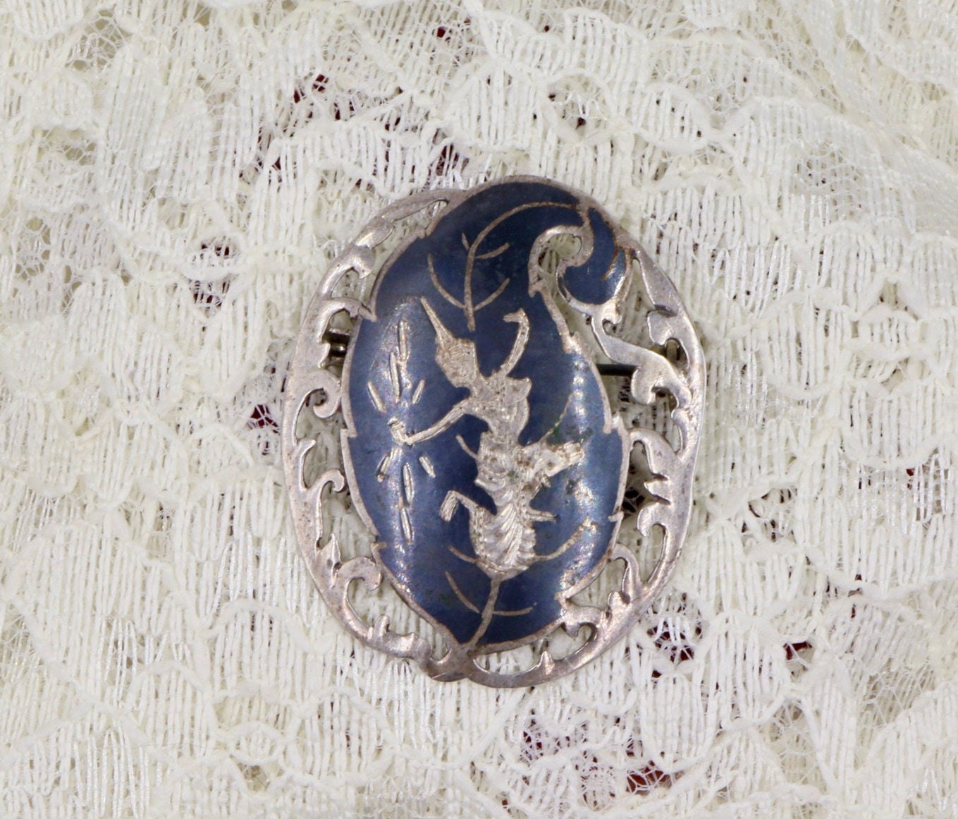 Vintage Siam Sterling Silver Mekkala Goddess and Black Enamel - Etsy