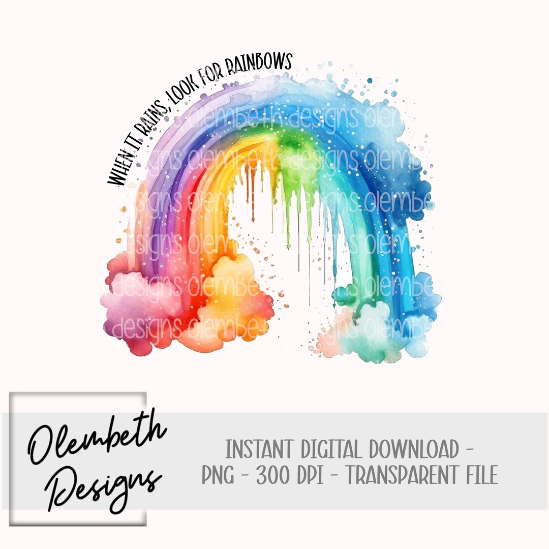 When It Rains | Sublimation Design | PNG FILE | Rainbow Clipart ...