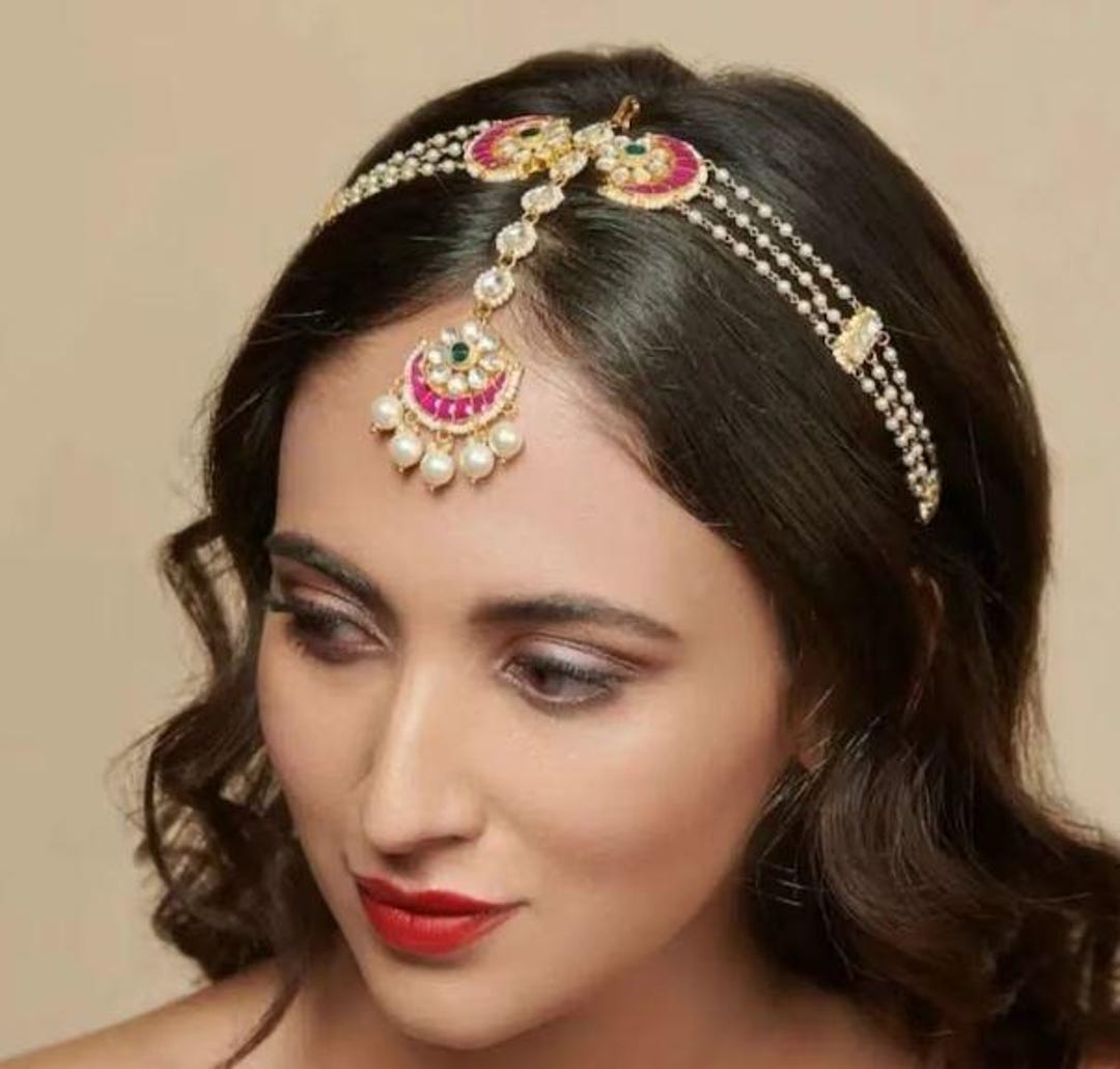 Jadau Pachi Kundan Matha Patti / Jadau Sheeshphool Bridal /indian ...