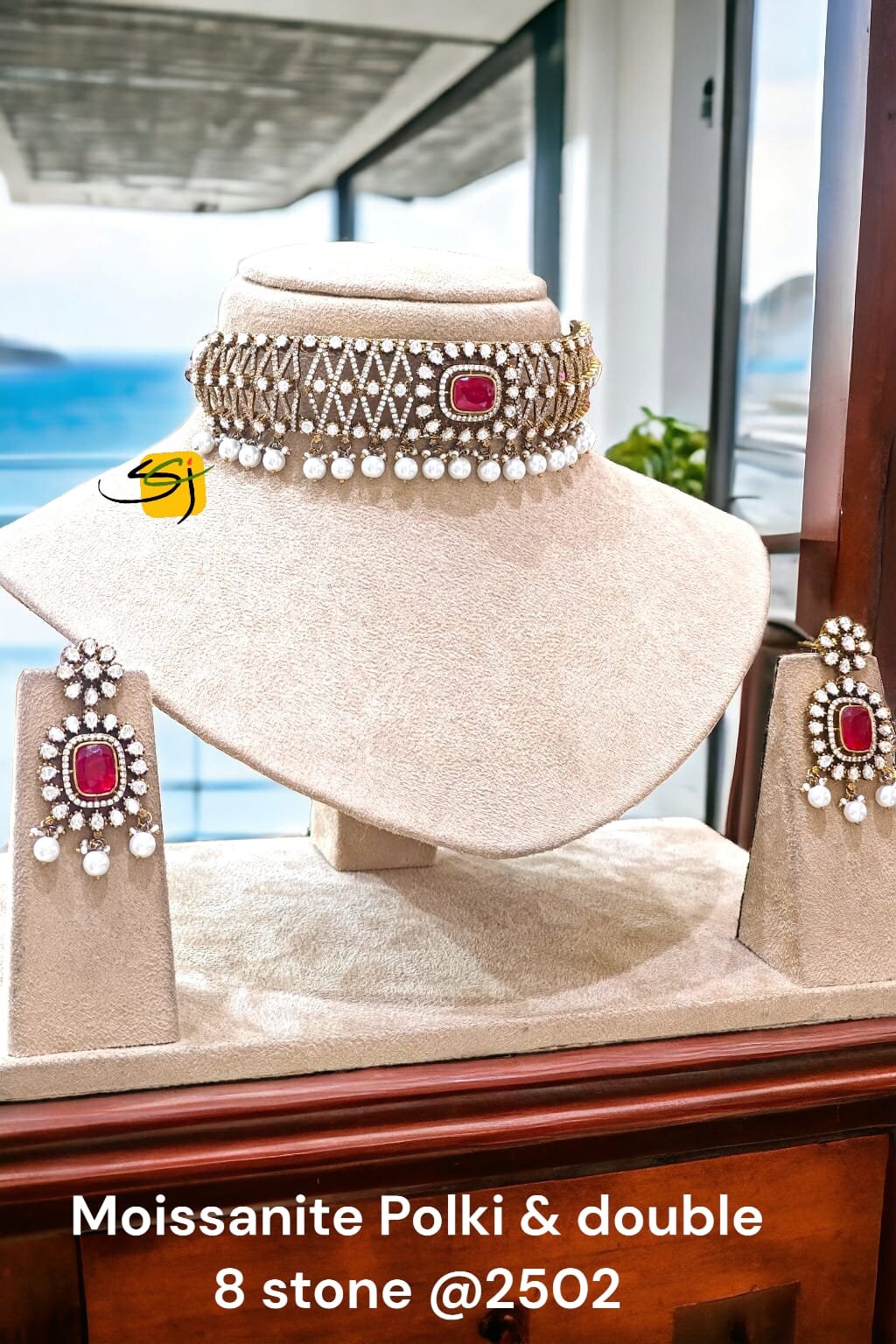 Premium Sabyasachi Emerald Victorian Choker With Earrings Doublet ...