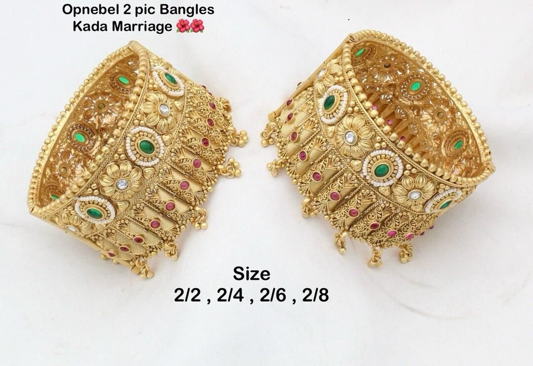 Traditional Gold Plated Bangles Set/ Kundan Work Chudiyan/ Wedding ...