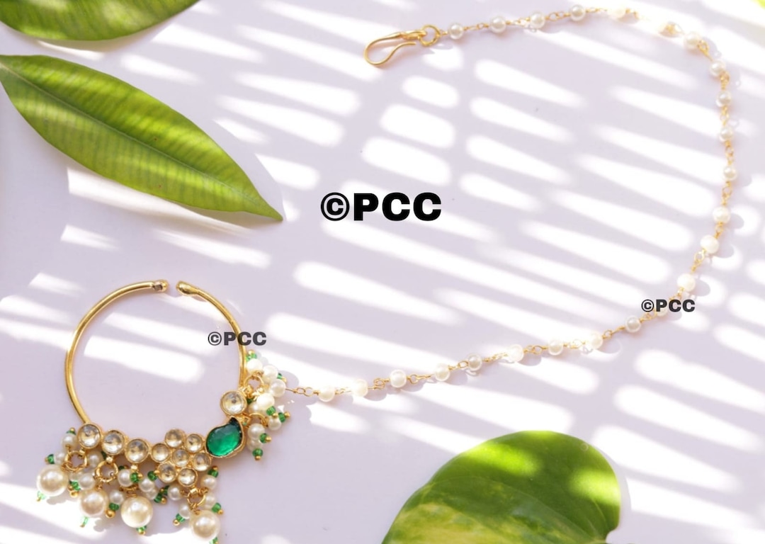 Very Fine Pachi Kundan Nath / Nose Ring/ahmedabadi Nose Ring/nath/nose ...