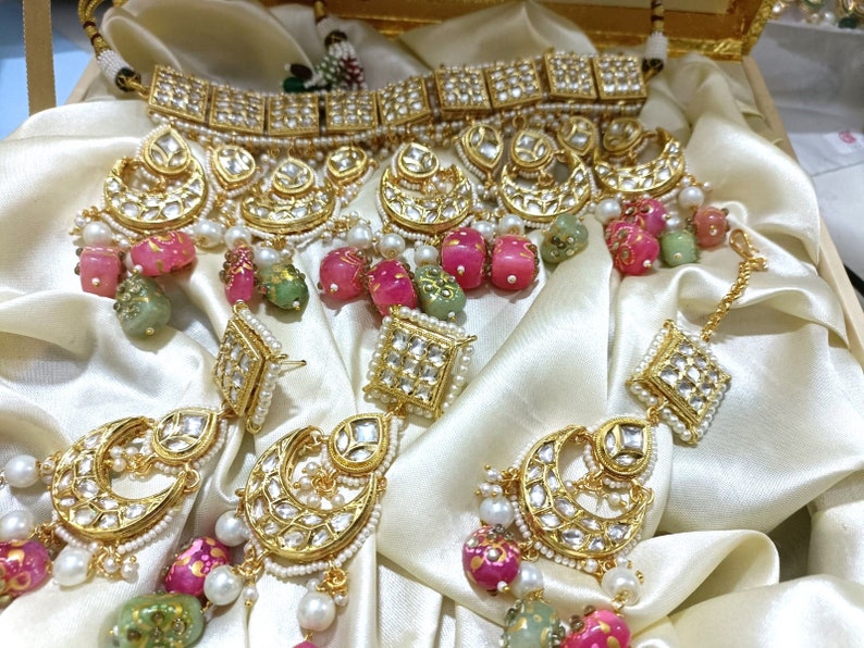 Pink Jadau Kundan Bridal Choker Necklace /indian Choker/ Fine Kundan ...