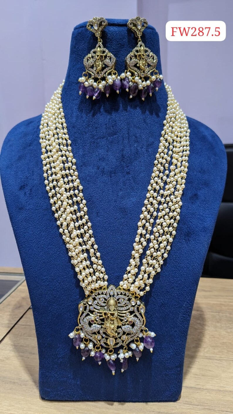 Kundan Long Rani Haram With Pearls and Victorian Pendant/ - Etsy