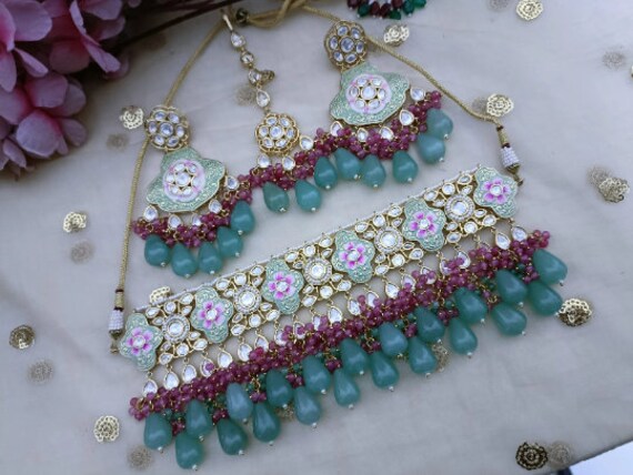Tyani Choker Indian Designs /minakari Necklace/ Fine Kundan - Etsy