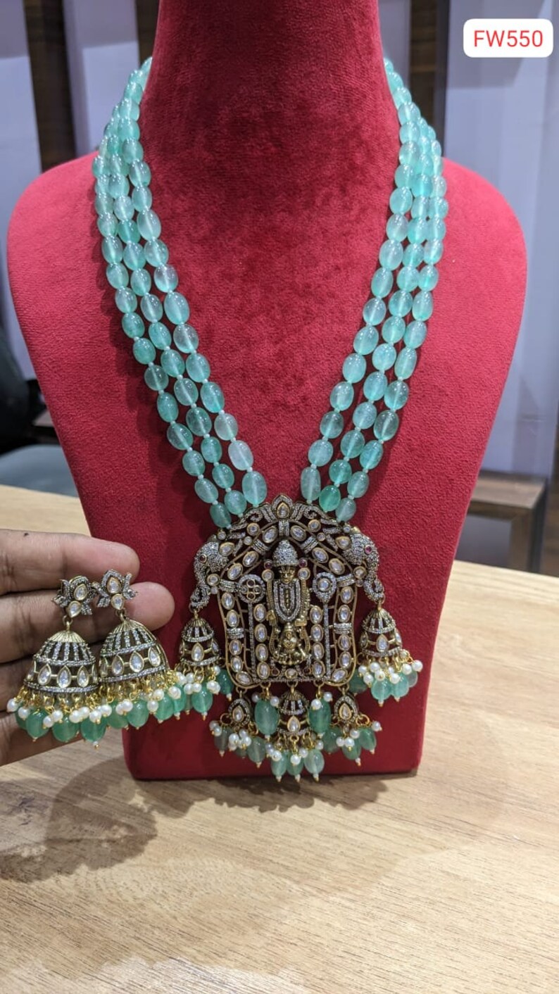 Kundan Long Rani Haram With Pearls and Victorian Pendant/ - Etsy