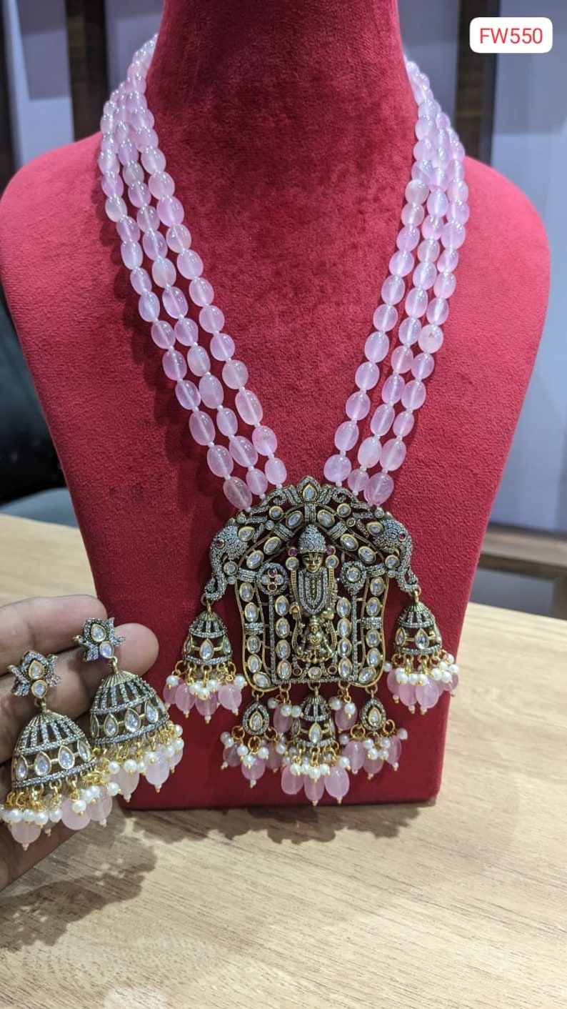 Kundan Long Rani Haram With Pearls and Victorian Pendant/ - Etsy
