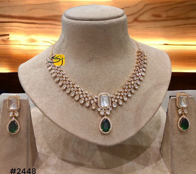 Very High Quality Golden Polki Necklace Polki Kundan Necklace Set ...